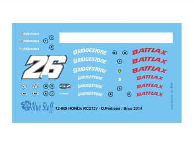 DECAL 1/12 - HONDA RC213V PEDROSA 2014 - BLUE STUFF - BS12-009